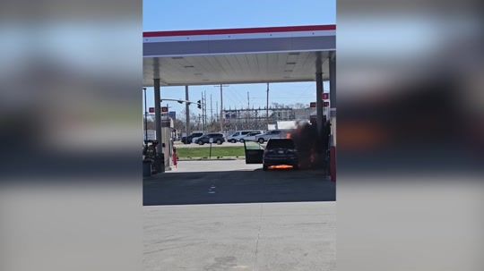 Crews battle car engulfed in flames at gas station - CENTRAL - NEWS ...